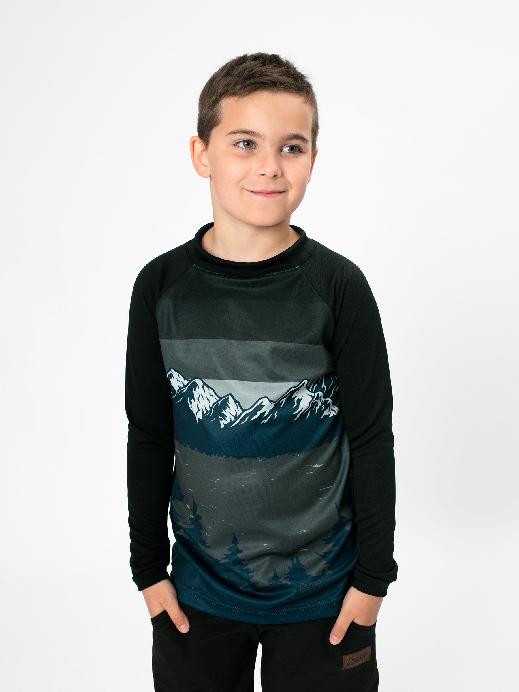 Drexiss dětské funkční CoolMax triko MOUNTAINS - GREY dlouhý rukáv ... Drexiss dětské funkční CoolMax triko MOUNTAINS - GREY dlouhý rukáv ...